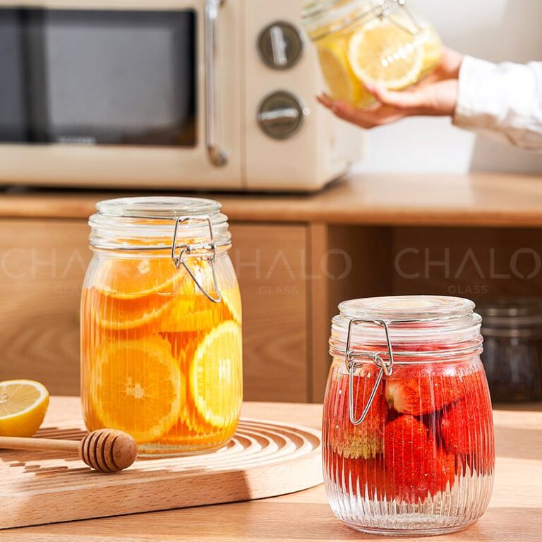 Hũ thủy tinh nắp cài tròn hoa văn sọc - 750ml - Chalo Glass - NCC #1 ...
