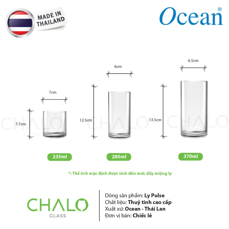 Ly thuỷ tinh Ocean dáng sọc Pulse Rock 235ml - 4608 - Chalo Glass - NCC ...