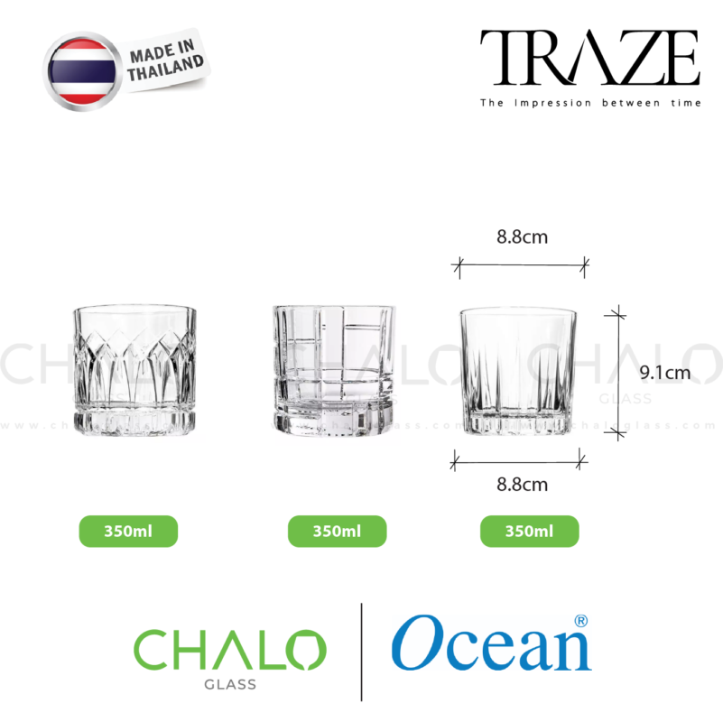 Ly thuỷ tinh Ocean Traze PRE Double Rock - 350ml - 3662 - Chalo Glass ...